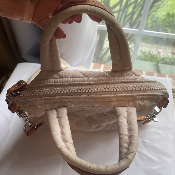 MZ Wallace | Bags | Mz Wallace Micro Sutton Quilted Nylon Handle Bag Crossbody Purse Pink Sequin ...